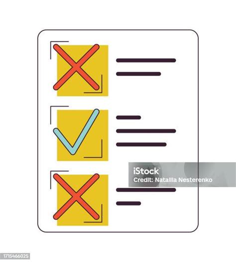 Checklist With Tasks Flat Line Color Isolated Vector Object Stock Illustration Download Image