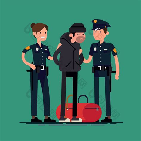 警察拘留被逮捕的罪犯在带着证据的警察抓到图片 包图网企业站