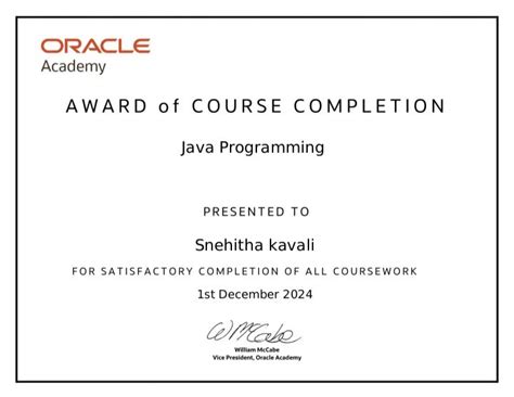 Snehitha Yadav On Linkedin Successfully Completed The Java Programming