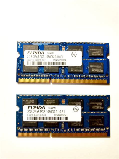 【目立った傷や汚れなし】【送料安】apple純正 Elpida Pc3 10600s 4gb2gb×2枚 Ddr3 1333 204pin