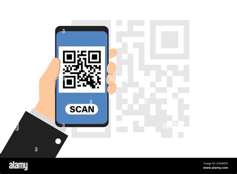 Smartphone In Hand Scan Qr Code Qrcode On Phone Camera Vector