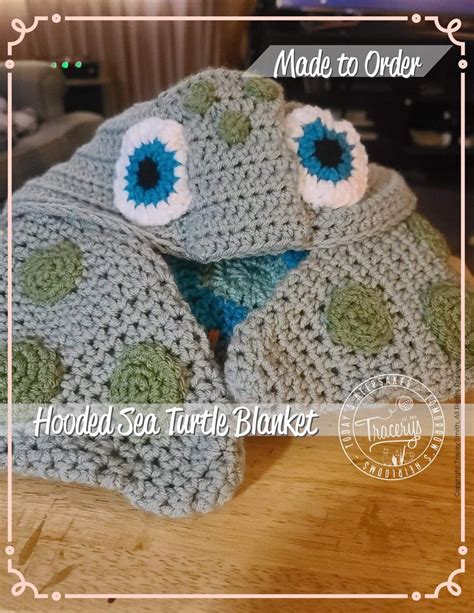Sea Turtle Hooded Blanket Sea Turtle Crochet Blanket Made To Order