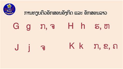 ພາສາອັງກິດພື້ນຖານ ຕົວອັກສອນພາສາອັງກິດທຽບກັບພາສາລາວ Youtube