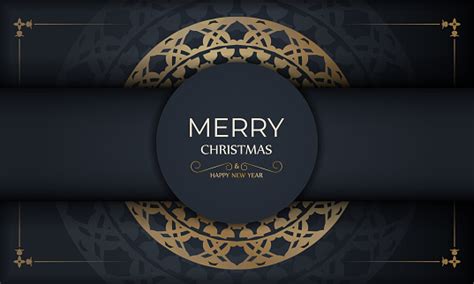 Template Kartu Pos Merry Christmas Dengan Warna Biru Tua Dengan Ornamen