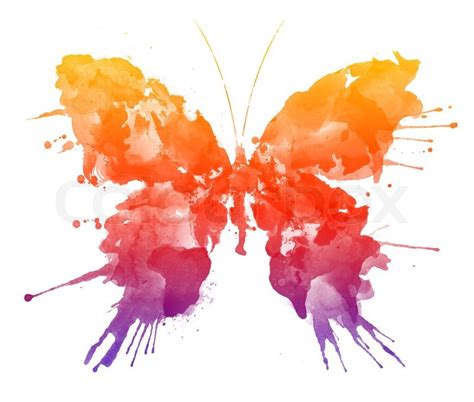 Aquarell Schmetterling auf dem weißen Stock Bild Colourbox