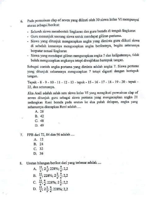 Latihan Usbn Matematika Sd 1 Musmul