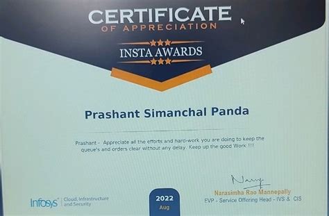 prashant panda on linkedin infosyspune infosys appreciationpost