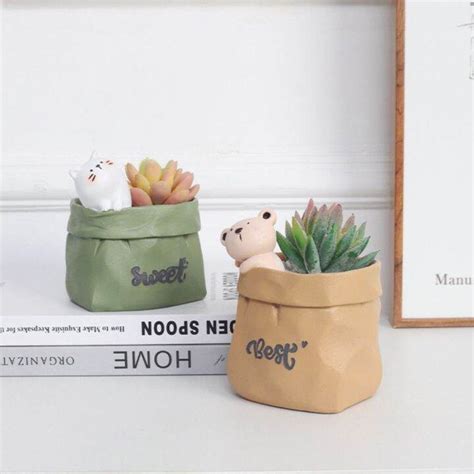 Skjk กล่องปากกากระถางต้นไม้อวบน้ำหุ่นตกแต่งโต๊ะอาหารกระถางดอกไม้ทำจากวัสดุเรซิ่นสร้างสรรค์1ชิ้น