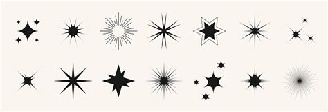 깜빡이는 별 스파크 반짝임이 설정되었습니다 빛나는 반짝 반짝 햇살 모양 컬렉션 디자인 템플릿 포스터 배너 브로셔 전단지를 위한