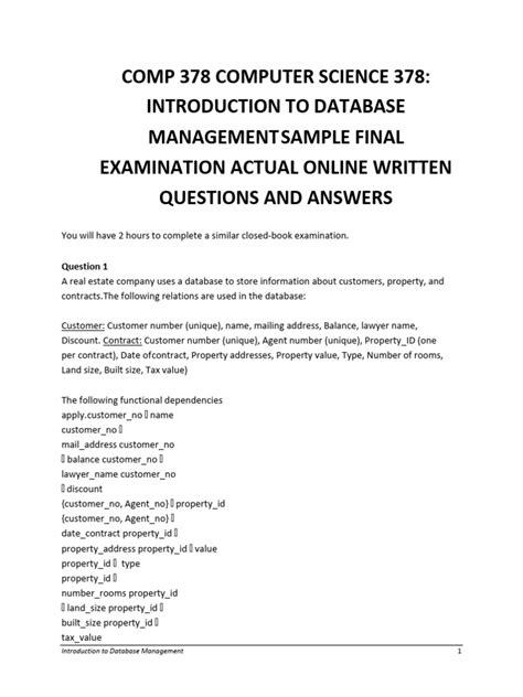 Comp 378 Computer Science 378 Introduction To Database Pdf Databases Database Transaction