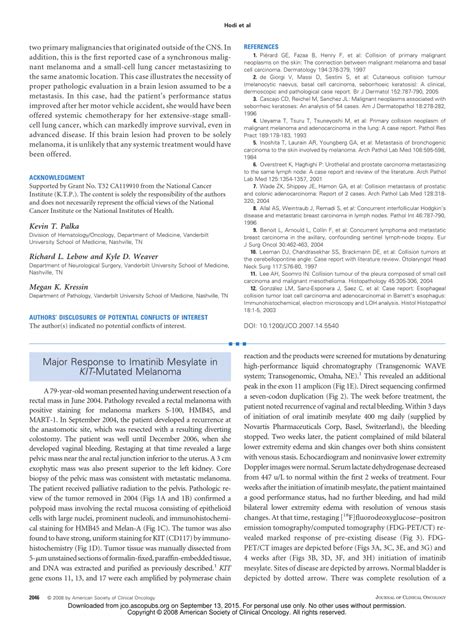 Pdf Major Response To Imatinib Mesylate In Kit Mutated Melanoma