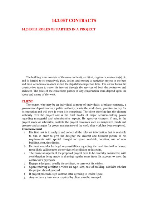 Cap 5 Contracts Pdf Architect Employment