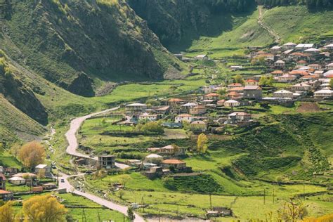 Stepantsminda Village In Kazbegi District Of Mtskheta Mtianeti Georgia