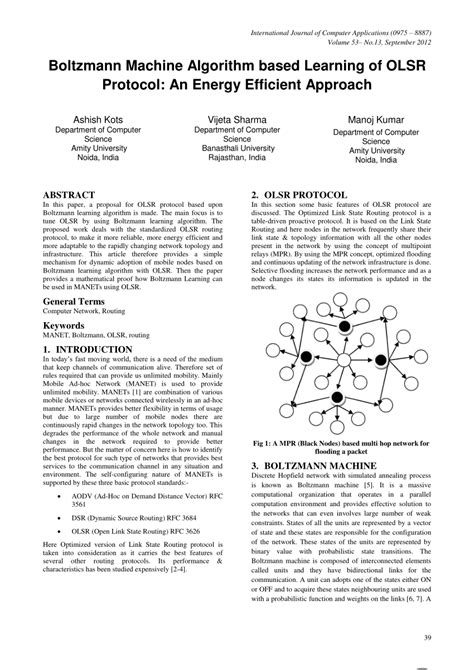 Pdf Boltzmann Machine Algorithm Based Learning Of Olsr Protocol An