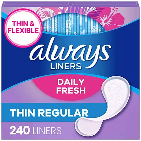 Always Thin Regular Unscented Pantiliners 240 Ct Sams Club