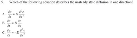 Solved 5 Which Of The Following Equation Describes The