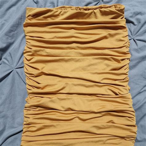 Oh Polly Bodycon Ruched Mini Dress Mustardgold Depop