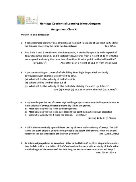 Assignment Motion And Projectile Pdf Projectiles Speed