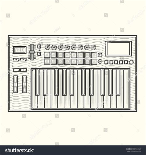 Simple Synthesizer Line Art Version Stock Vector Royalty Free