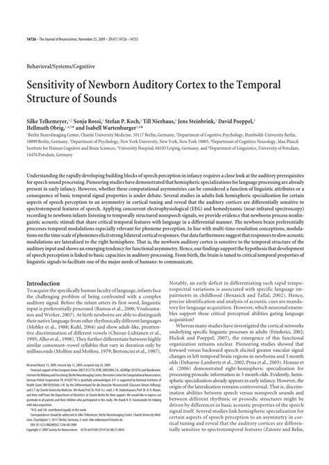Pdf Sensitivity Of Newborn Auditory Cortex To The Temporal Structure