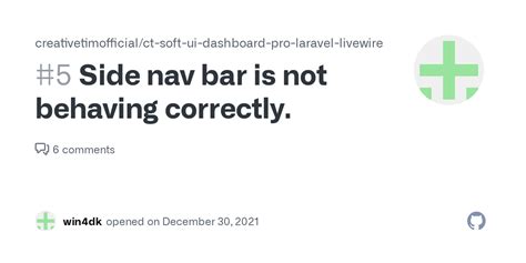 side nav bar is not behaving correctly · issue 5