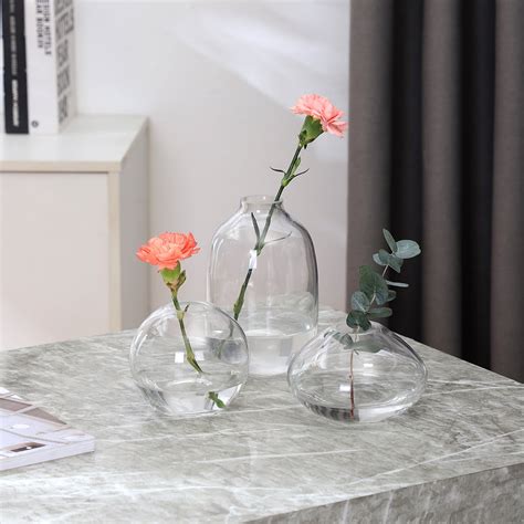 Yanwe1 Clear Glass Vases Set Of 3 Modern Home Decor Centerpieces