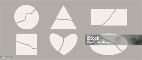 부품 용지 요소 세트에서 찢어졌습니다 원형 삼각형 직사각형 정사각형 하트 타원형이 종이 부품을 방해했습니다 포스터 배너 콜라주 메모 텍스트 상자 스티커를 위한 찢어진 모양