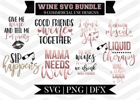 Wine Svg Bundle Wine Svg Files Wine Cut File Bundle Wine Etsy