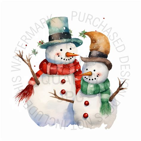 Christmas Snowmen Clipart Bundle 15 High Quality S Watercolor