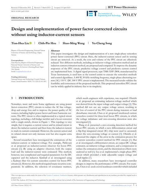Pdf Design And Implementation Of Power Factor Corrected Circuits