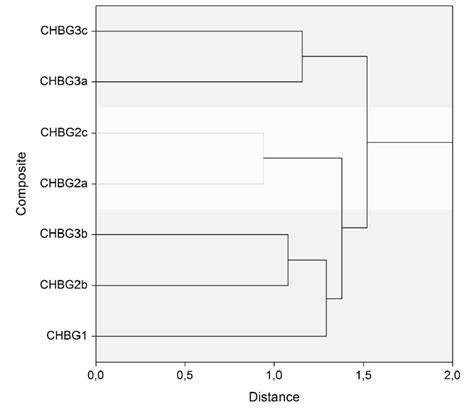 dendrogram for composites based on data obtained in the research