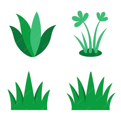 Premium Vector Green Grass Set In Flat Design