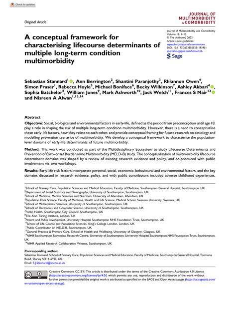 Pdf A Conceptual Framework For Characterising Lifecourse Determinants Of Multiple Long Term
