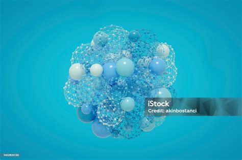 추상적 인 구체 분자 구조 신경망 블록 체인과 인공 지능 개념 3차원 형태에 대한 스톡 사진 및 기타 이미지 3차원 형태
