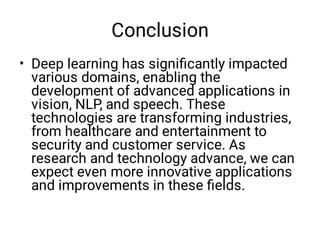 Deep Learning Applications Detailed Presentation Pdf