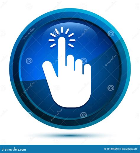 Hand Cursor Click Icon Elegant Blue Round Button Illustration Stock