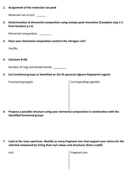 Solved 1 Assignment Of The Molecular Ion Peak Molecular Ion Solved 1 Assignment Of The Molecular Ion Peak Molecular Ion