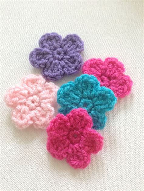 Crochet Applique Pattern Crochet Flower Applique Pattern Mini Flower
