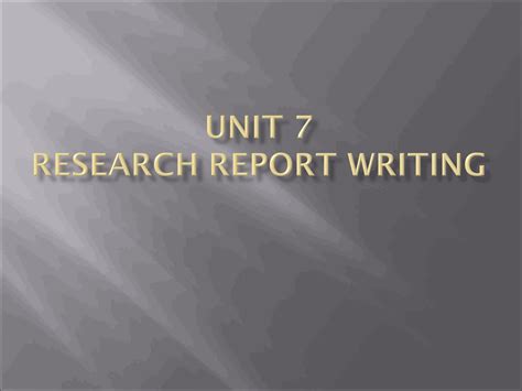 Research Report Writing Docsity