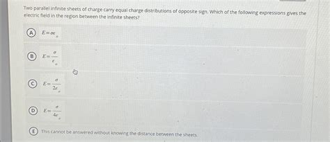 solved two parallel infinite sheets of charge carry equal