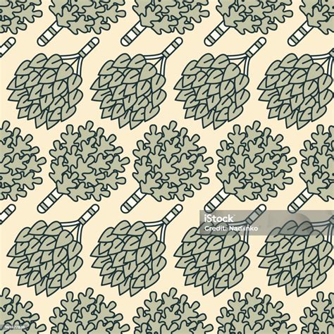 사우나 증기 목욕 룸 원활한 패턴 라인 아이콘 욕실 장비 자작나무 떡갈나무 빗자루입니다 핀란드어 러시아어 반 야입니다 스파 센터에 대 한 의료 녹색 배경 0명에 대한 스톡