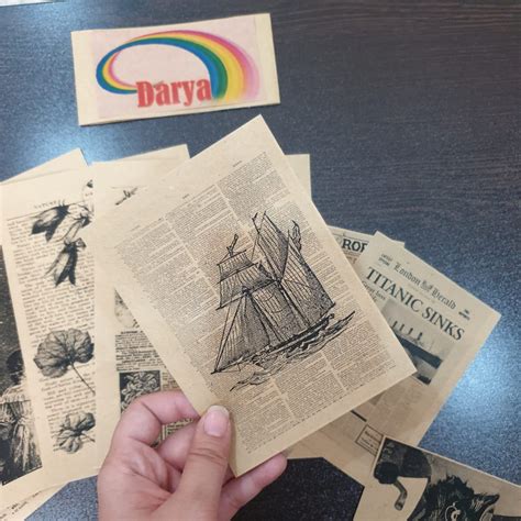 قیمت و خرید کاغذ رنگی مدل اسکرپ بوک طرح روزنامه وینتج کد 02 بسته 8 عددی