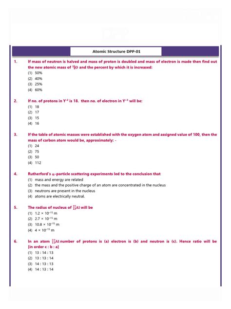 Dpp Set Atomic Structure Pdf