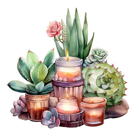 Premium Ai Image Watercolor Of Candle Holders Diffusers Vases Serving