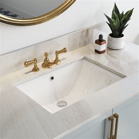 Horow 23 6 X 15 7 Rectangular Vitreous China Undermount Bathroom Sink With Overflow Hole