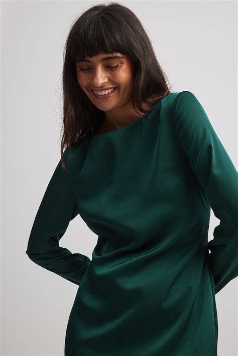 Asymmetric Open Back Mini Dress Green Na Kd