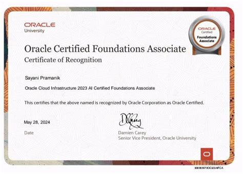 Sayani Pramanik On Linkedin Oraclecloud Genal Oraclecertified Ai Oci Ml Cnn Oracle 14