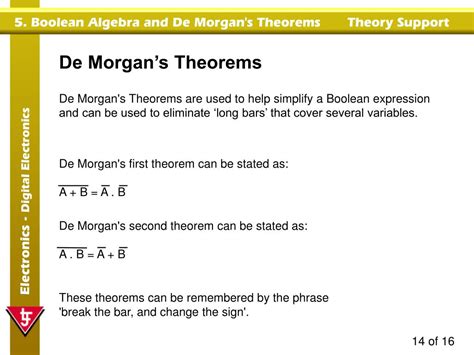 Ppt Boolean Algebra And De Morgans Theorems Powerpoint Presentation
