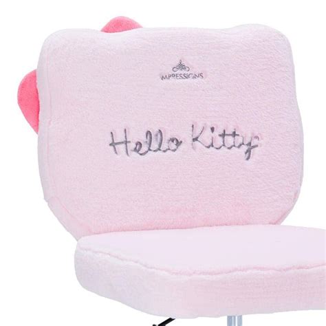Impressions Vanity Hello Kitty Teddy Fur Swivel Vanity Chair In Silver