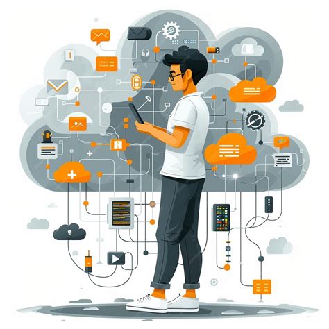 devops engineer robotics in a cloud illustration premium ai generated